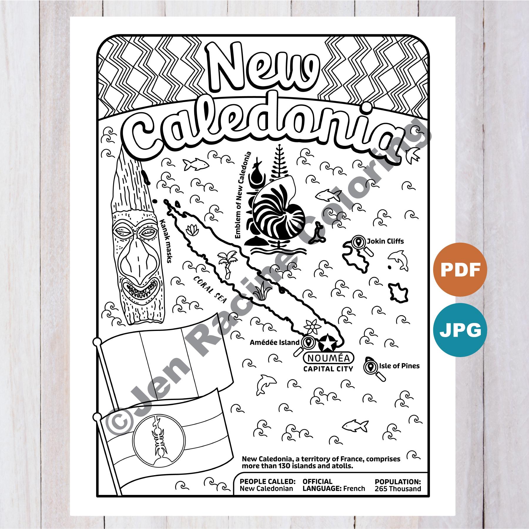 New Caledonia Map, Geography of Oceania (digital Download) - Etsy UK