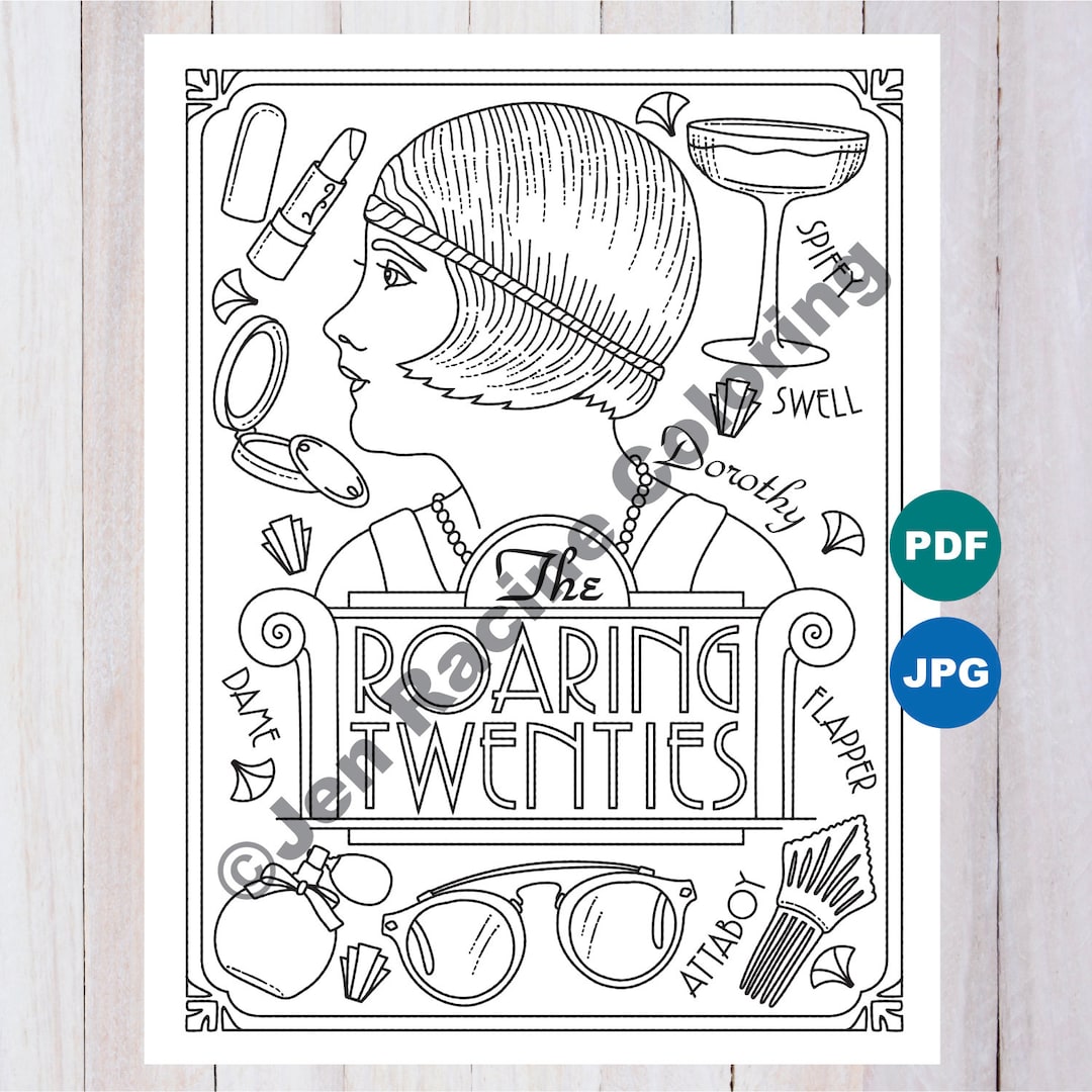 1920's the Roaring Twenties Coloring Pages, Set of 2 Digital Download ...