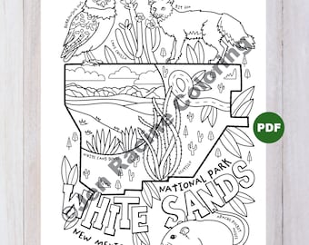 White Sands National Park Coloring Page - Etsy