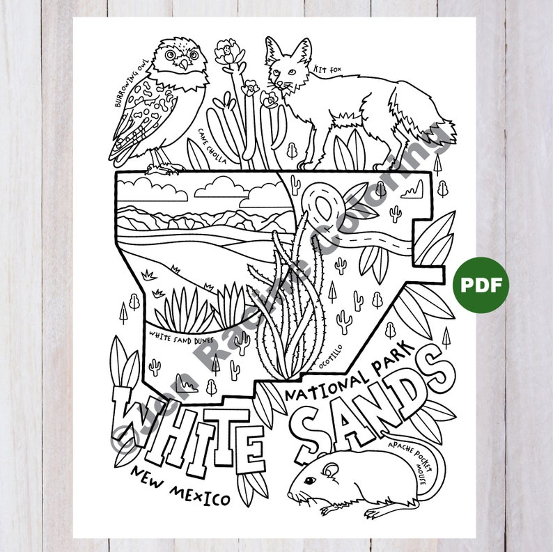 White Sands National Park Coloring Page - Etsy