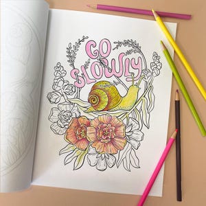 Go Slowly Snail Coloring Page, Digital Download, PNG - Etsy