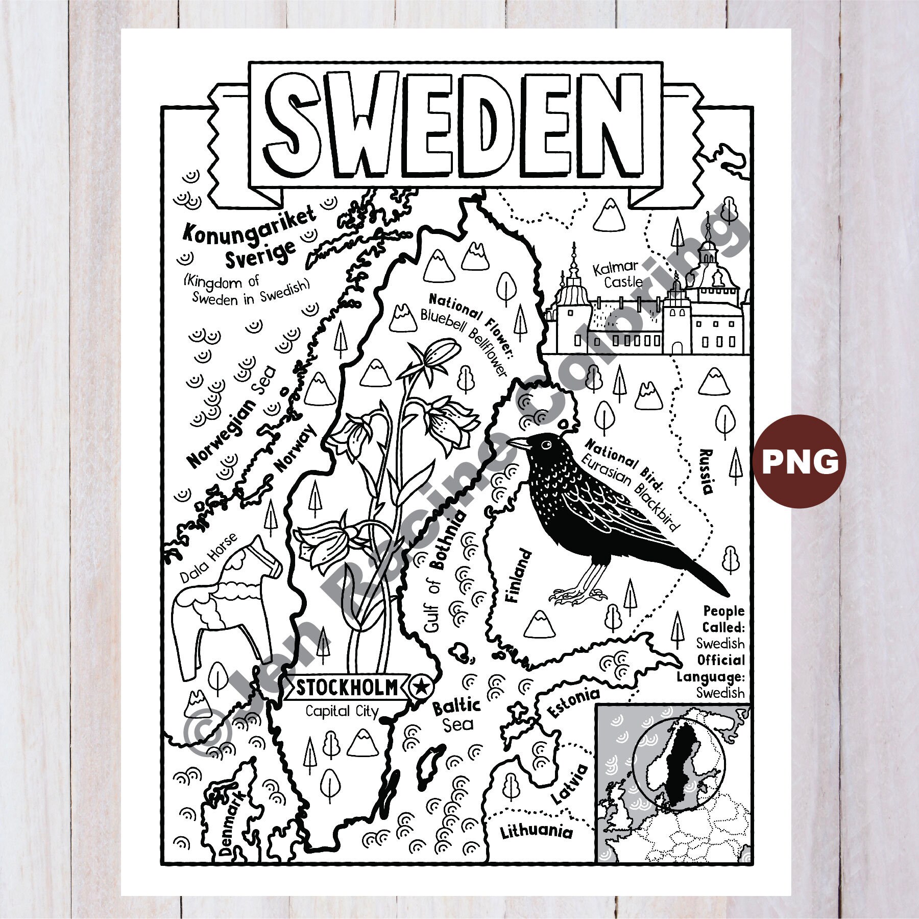 Coloring Flag Sweden Map And Flag Of Sweden. Sweden Map. National