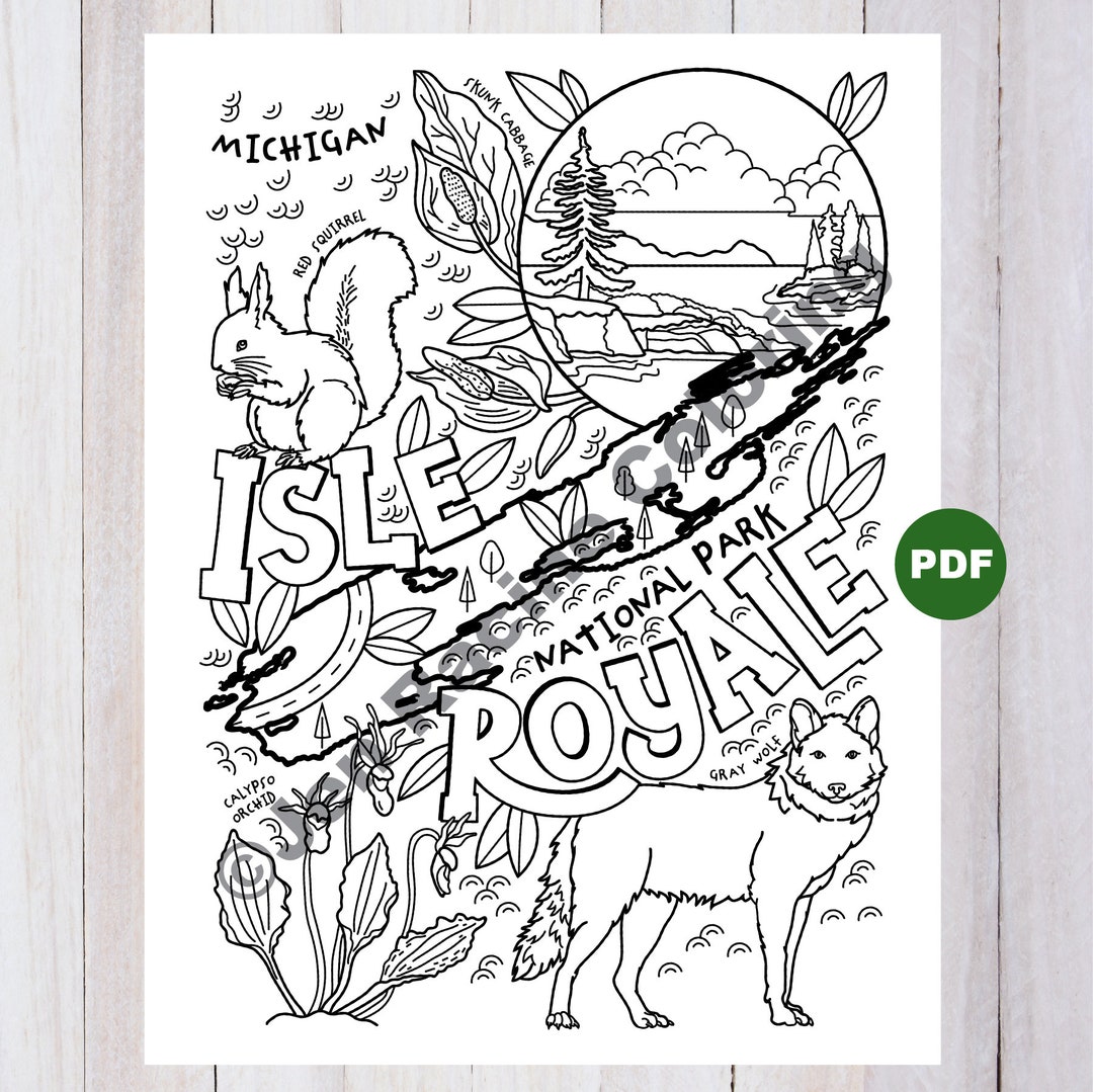 Isle Royale National Park Coloring Page - Etsy
