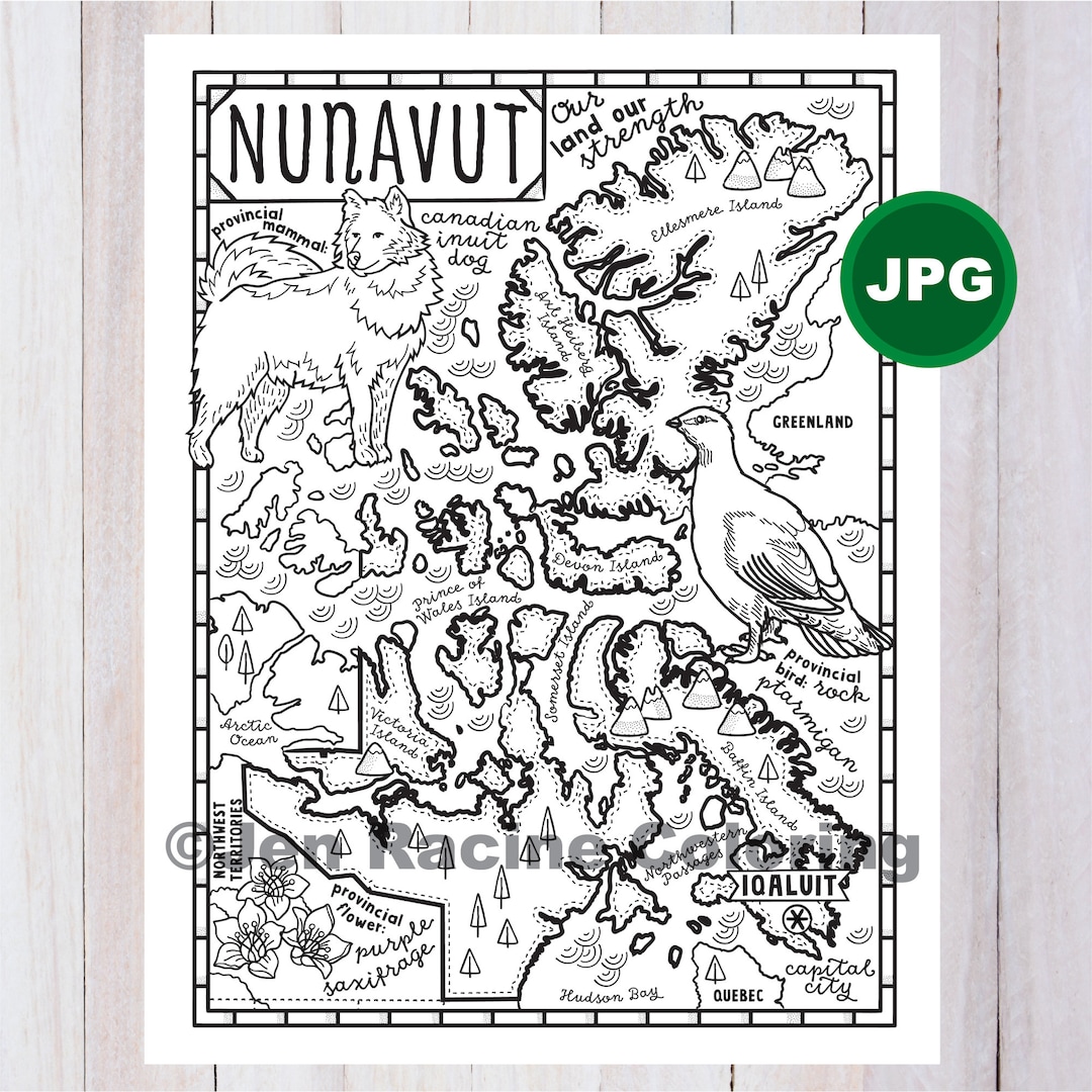 Nunavut Coloring Page, Canada, Province, Provincial Map, Wildlife ...