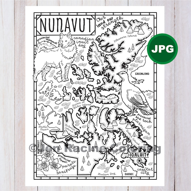 Nunavut Coloring Page Canada Province Provincial Map - Etsy