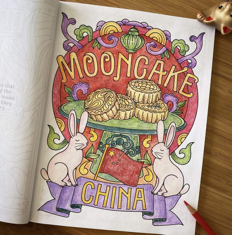 Moon Cake Coloring Page, China, A World of Cake, Digital Download ...
