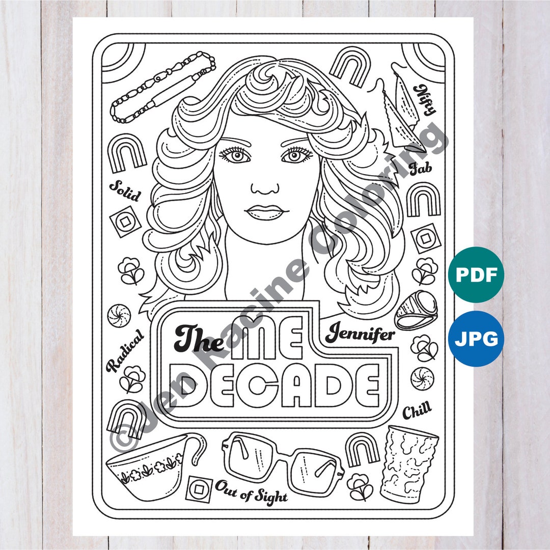 1970's the Me Decade Coloring Pages Set of 2 Digital - Etsy