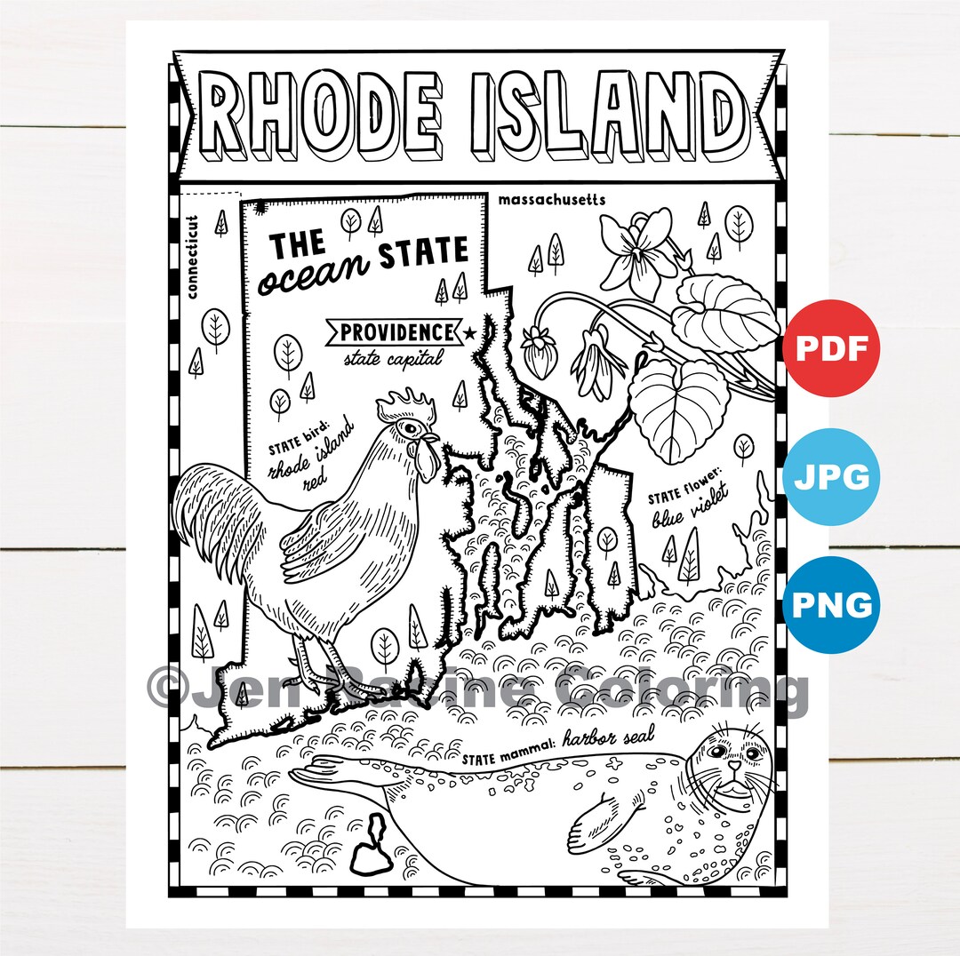 Rhode Island Coloring Page, United States, State Map, Wildlife, State ...
