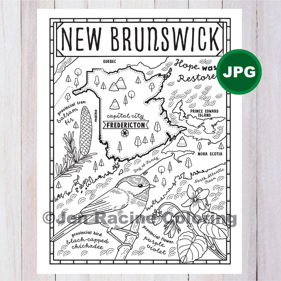 New Brunswick Coloring Page Canada Province Provincial Map - Etsy Canada