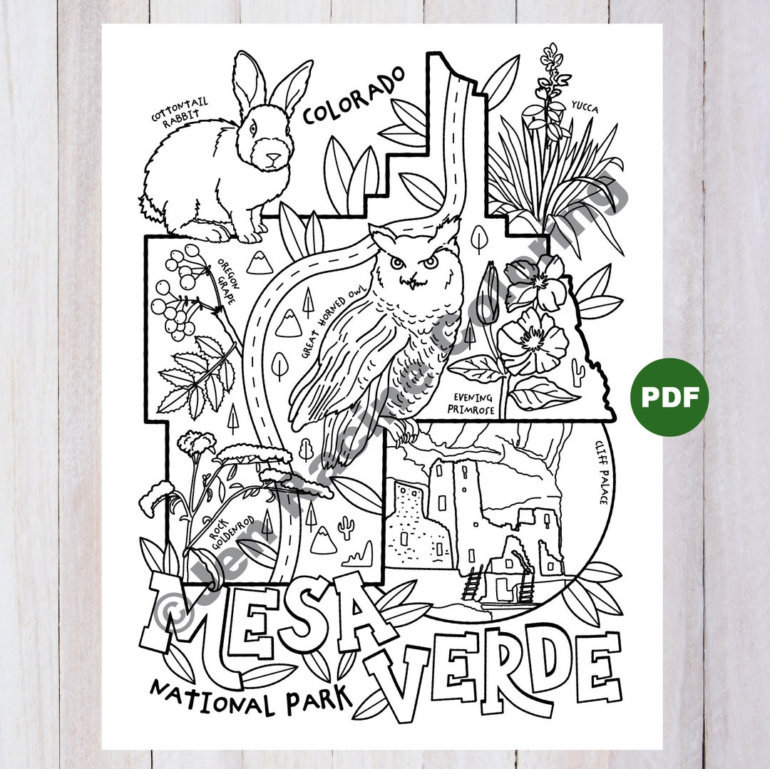 Mesa Verde National Park Coloring Page - Etsy