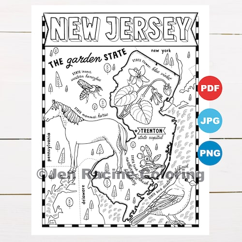 New Hampshire Coloring Page United States State Map - Etsy