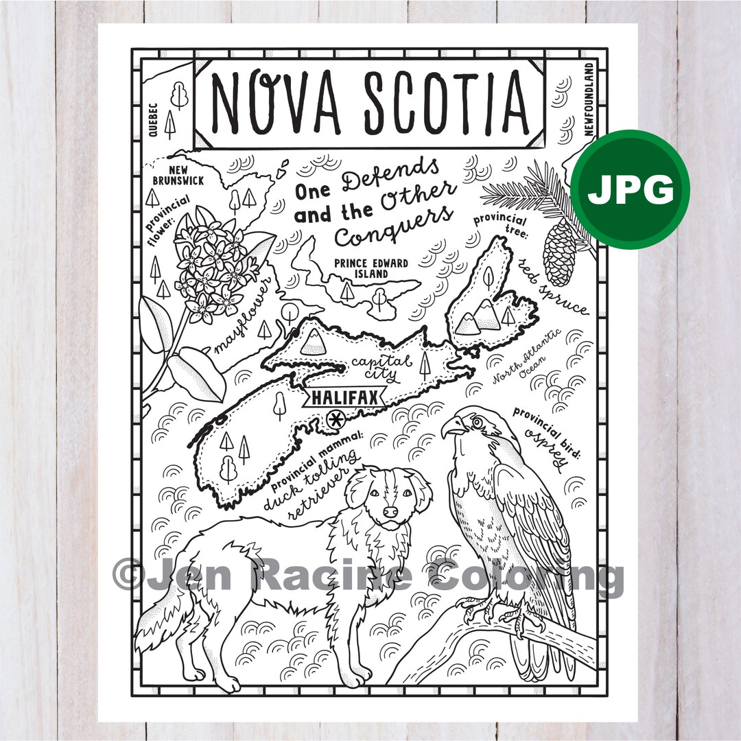 Nova Scotia Coloring Page, Canada, Province, Provincial Map, Wildlife ...