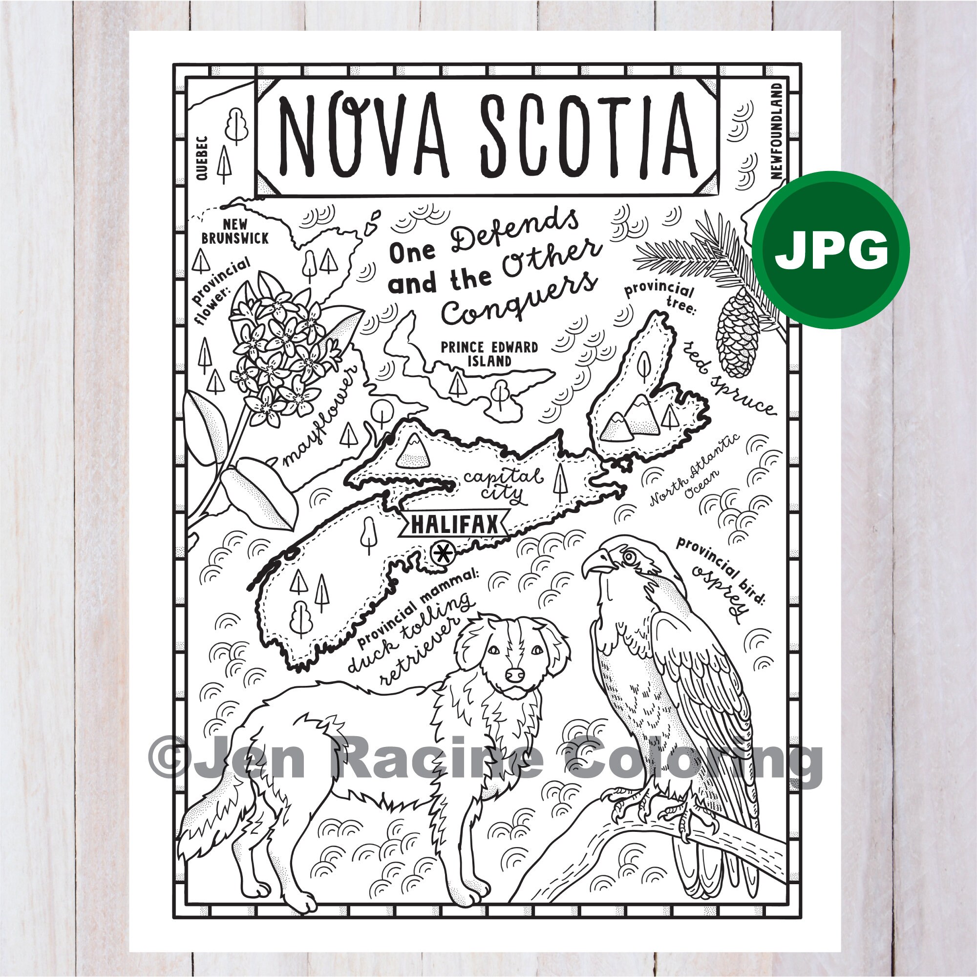 Nova Scotia Coloring Page, Canada, Province, Provincial Map, Wildlife ...