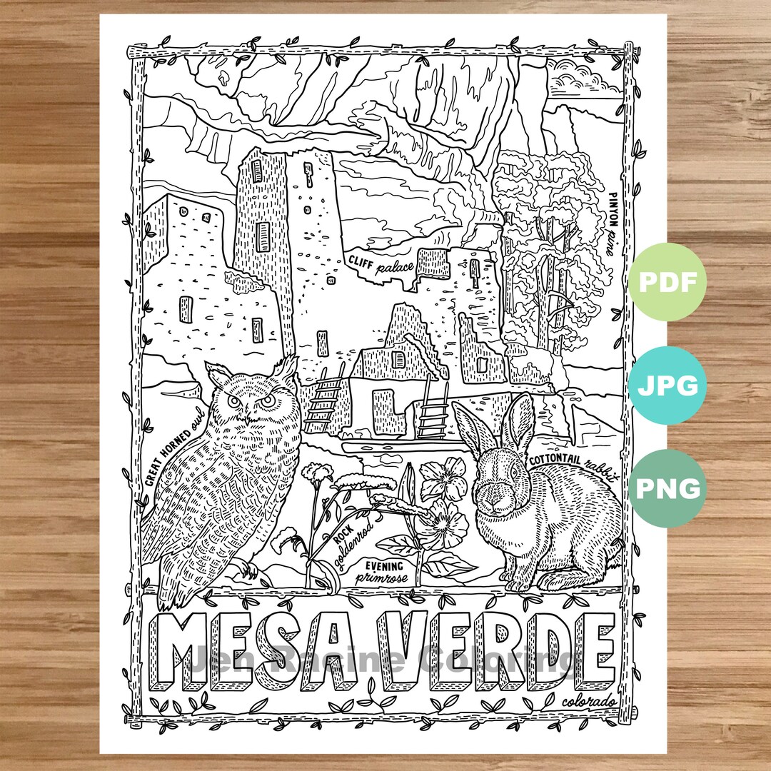National Park Coloring Page, Mesa Verde, Colorado, National Park ...