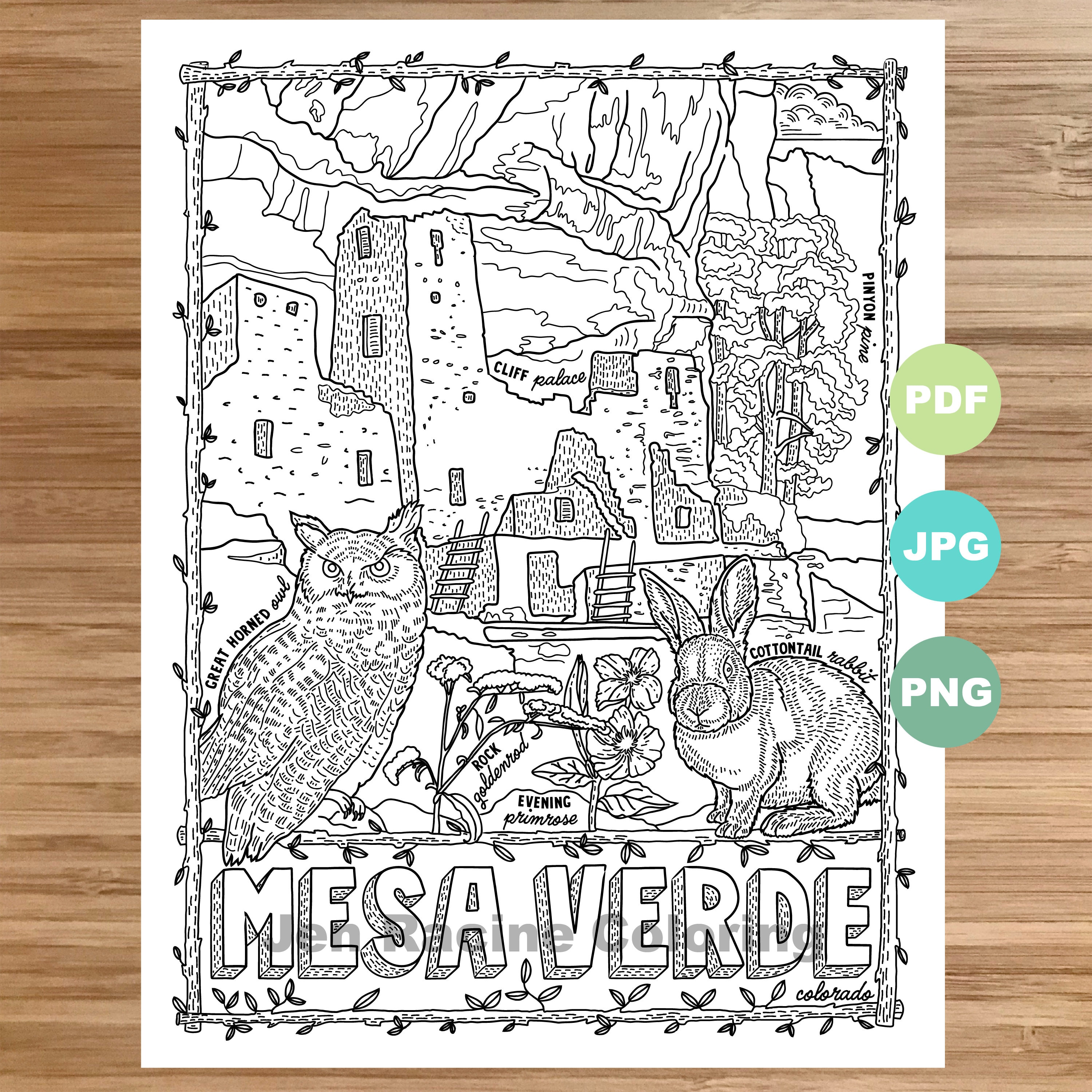 National Park Coloring Page Mesa Verde Colorado National - Etsy