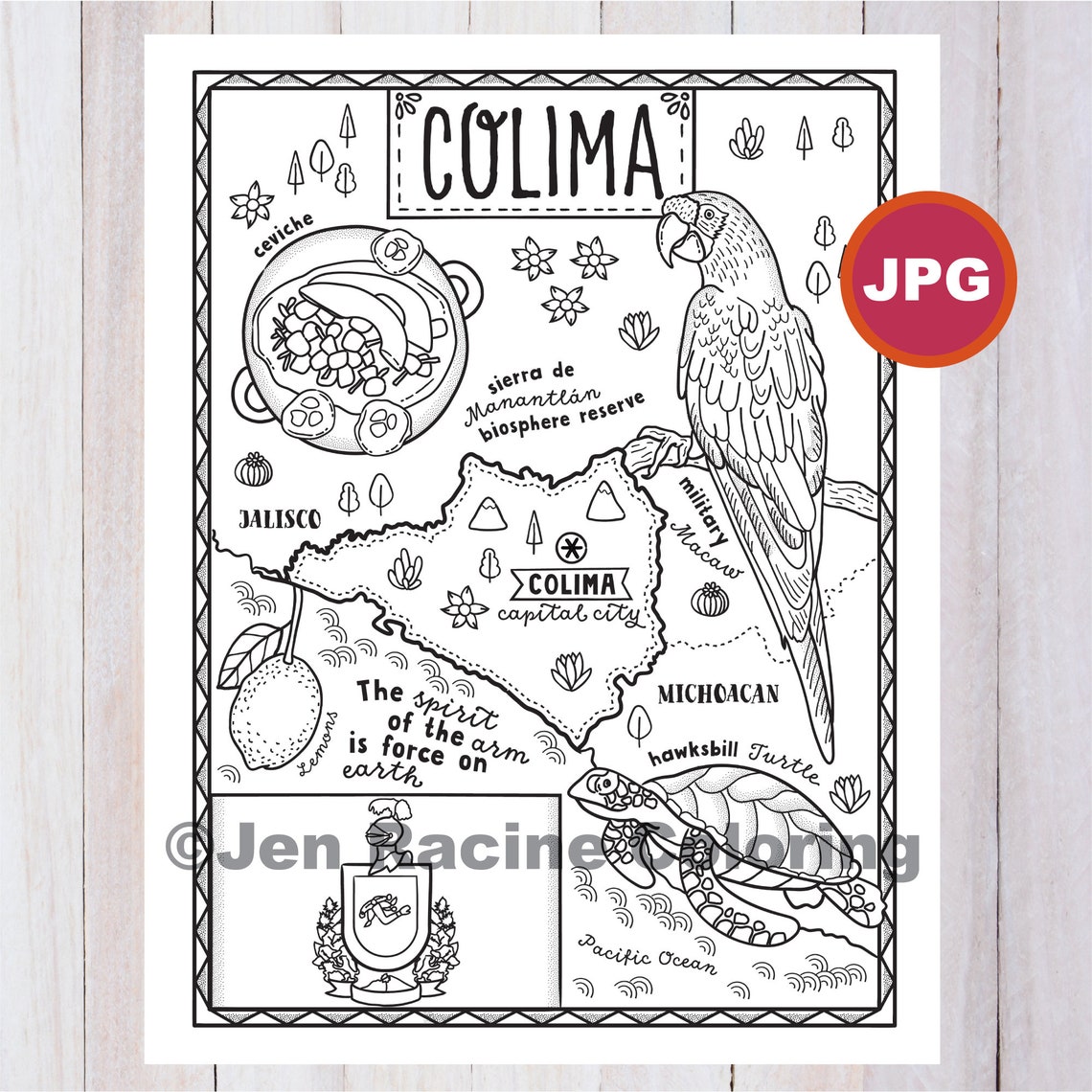 Colima Coloring Page, Mexico State, Estados De Mexico, Flag, Food ...