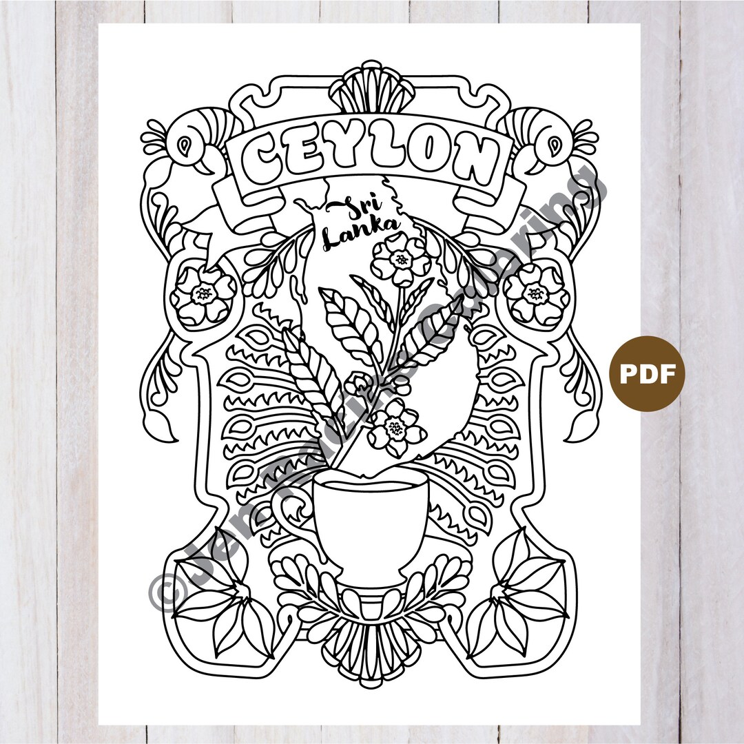 Ceylon Tea Coloring Page, Digital Download - Etsy