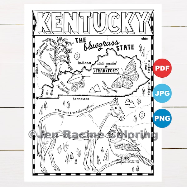 Kentucky Coloring Book - Etsy
