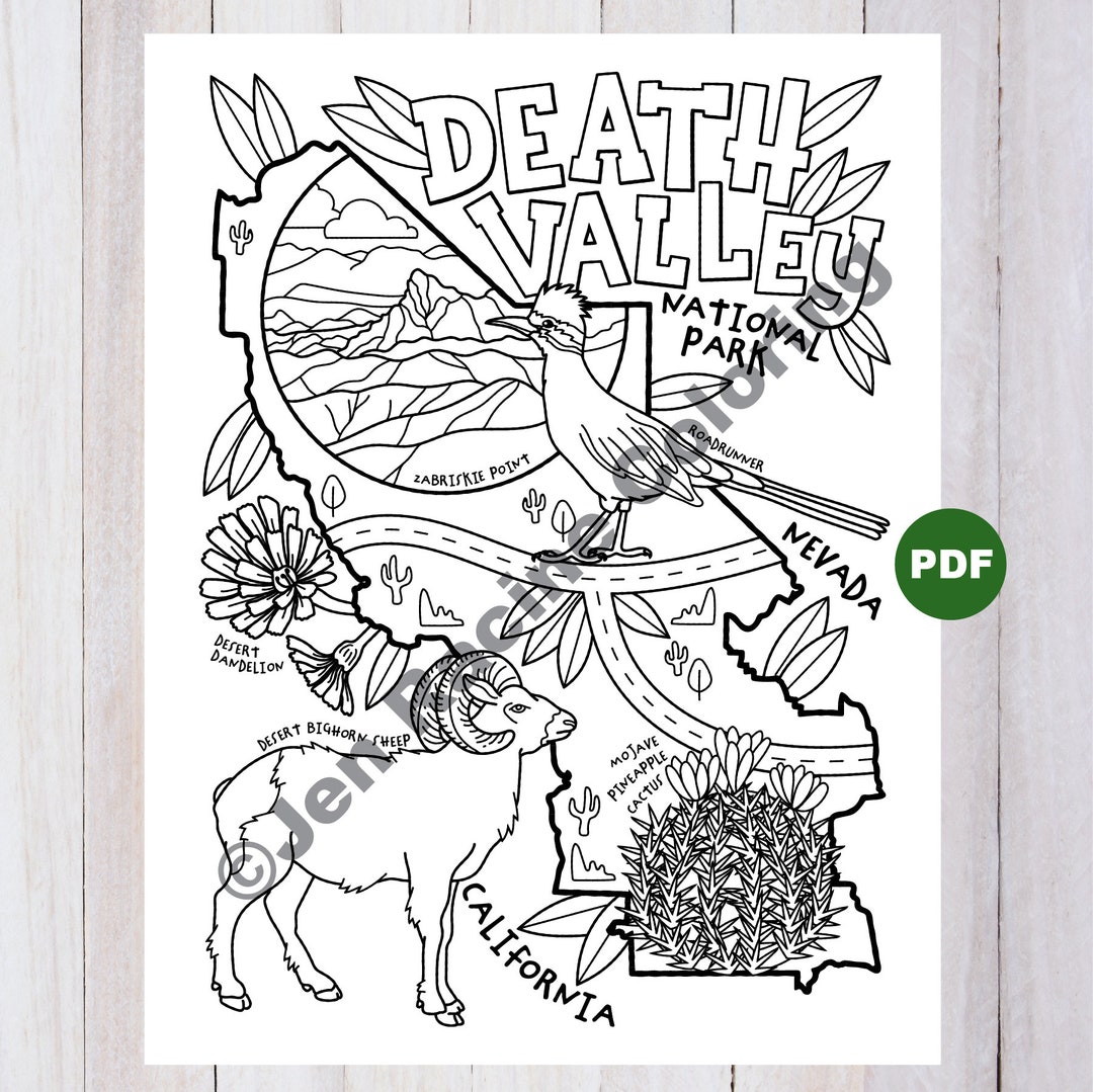Death Valley National Park Coloring Page - Etsy