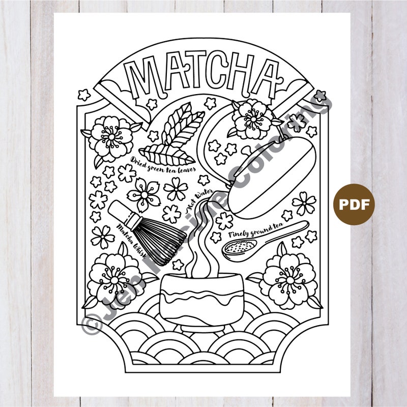 Matcha colouring pages - Etsy.de