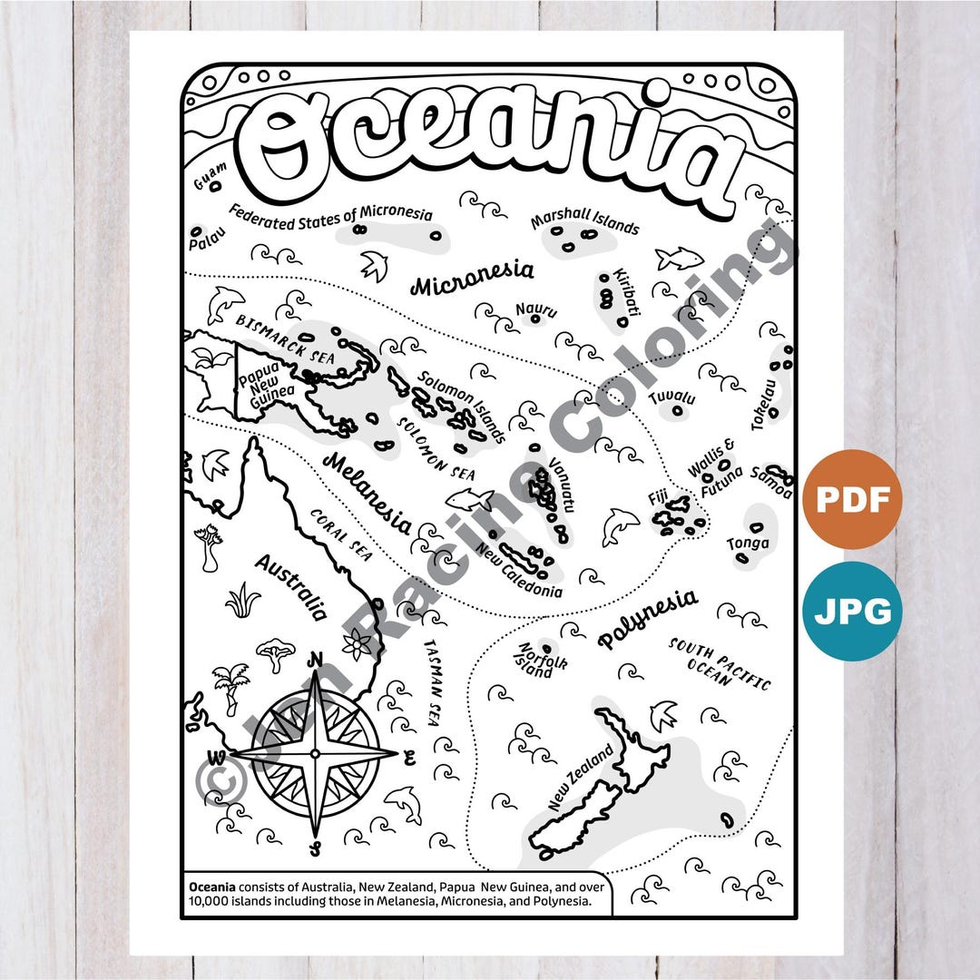 Oceania Map, Geography of Oceania (digital Download) - Etsy Australia