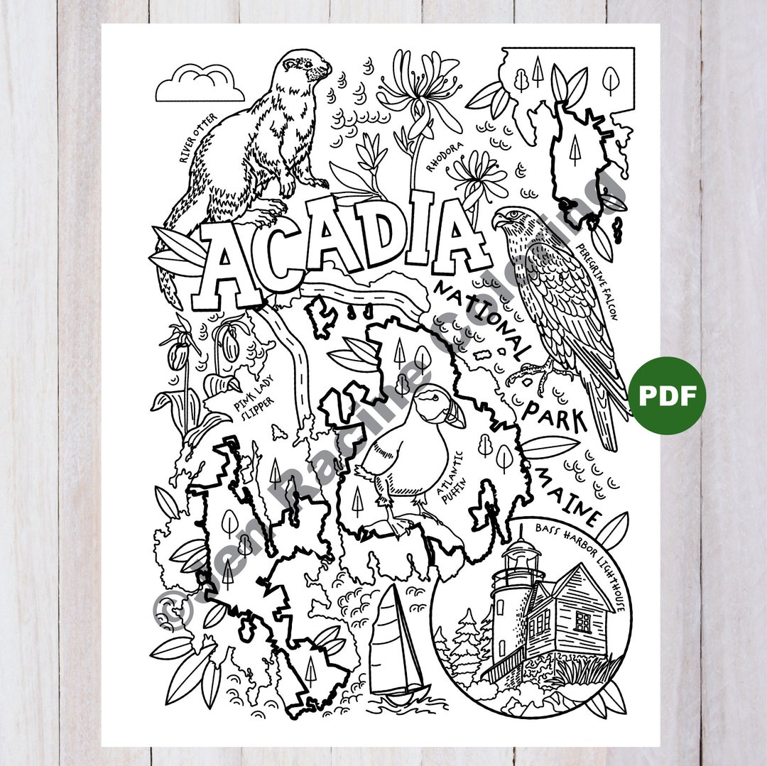 Acadia National Park Coloring Page - Etsy