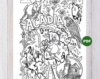 Acadia National Park Coloring Page - Etsy