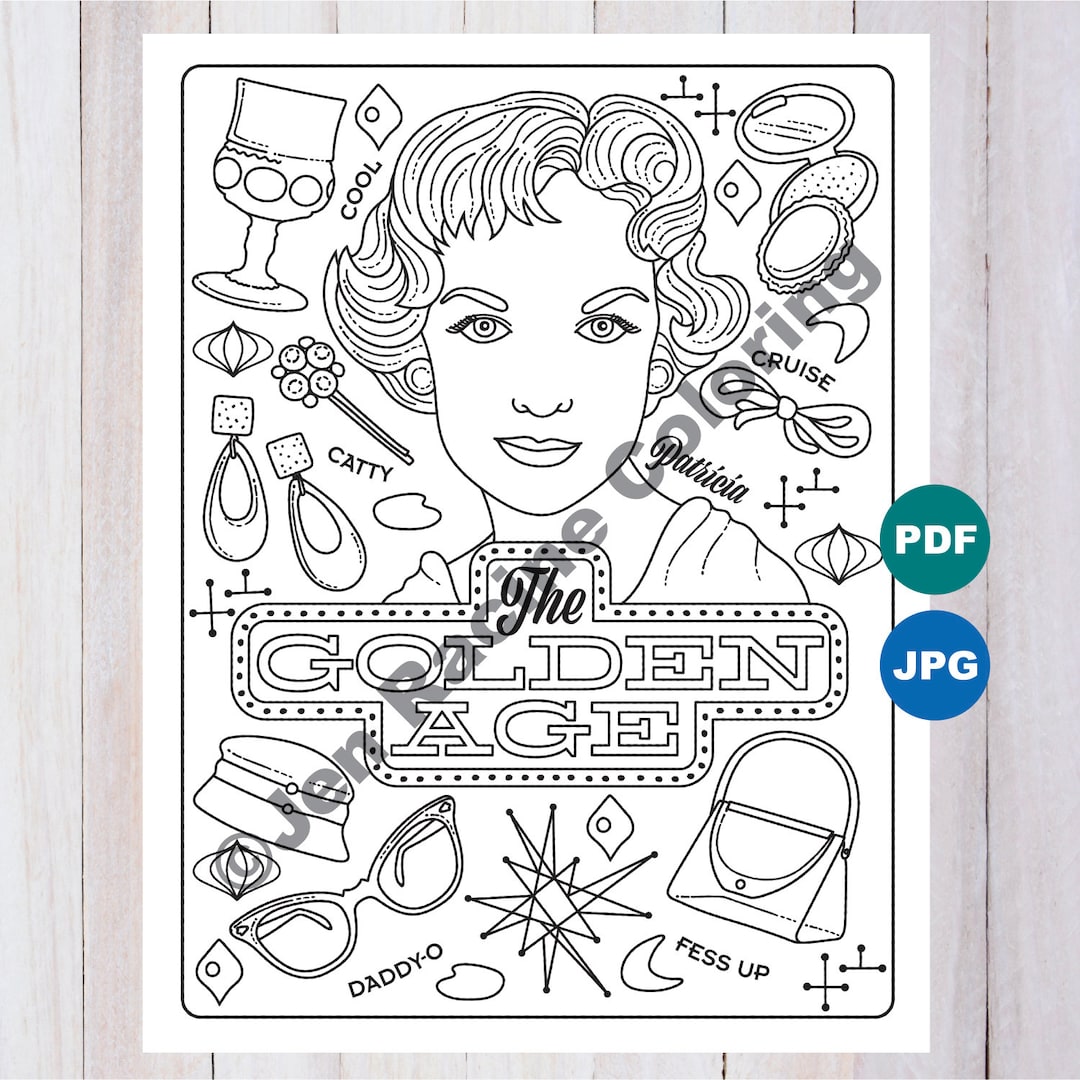 1950's – the Golden Age Coloring Pages, Set of 2 Digital Download - Etsy