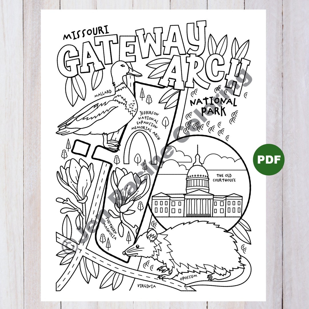 Gateway Arch National Park Coloring Page - Etsy