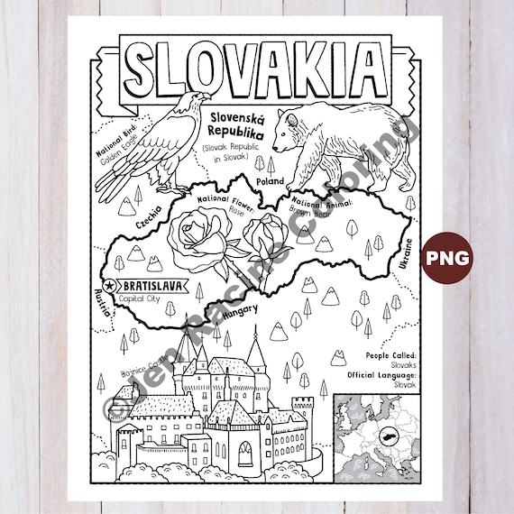 Slovakia Coloring Page Geography of Europe Digital Download - Etsy