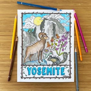 Yosemite National Park Coloring Page, Digital Download - Etsy