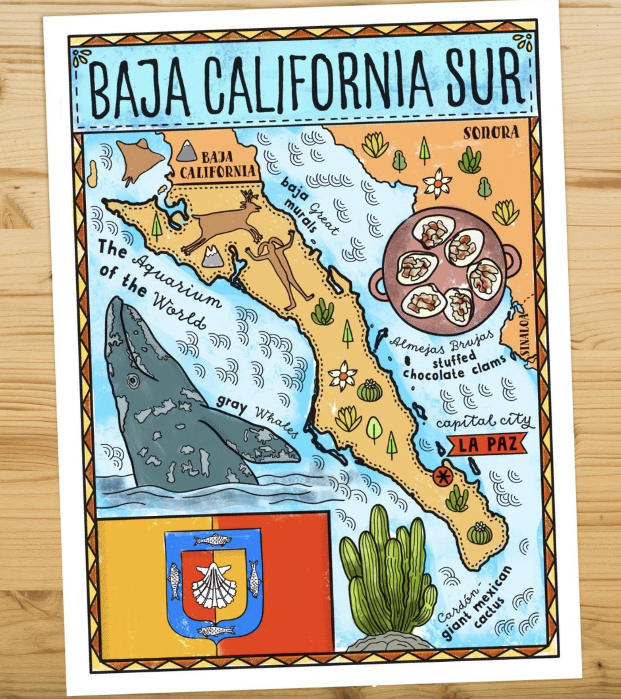 Baja California Sur Map Coloring Page, Mexico (JPG Download) - Etsy