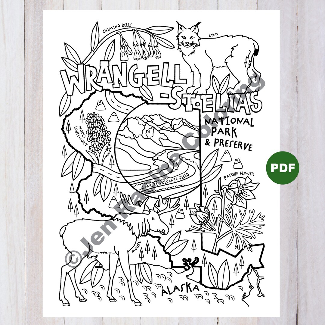 Wrangell-st. Elias National Park Coloring Page - Etsy