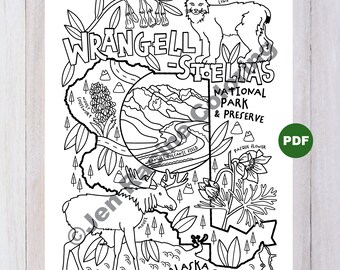Wrangell-st. Elias National Park Coloring Page - Etsy