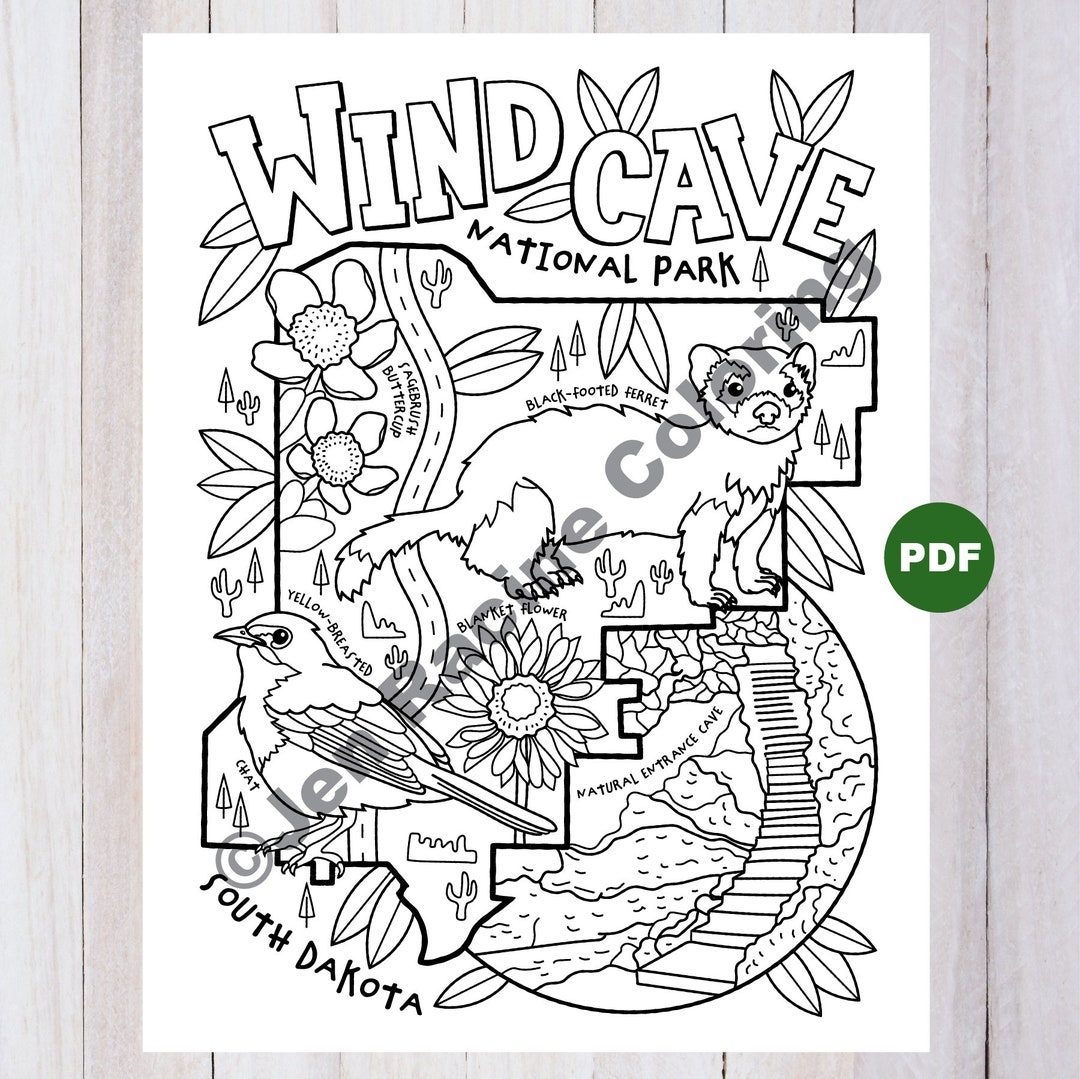 Wind Cave National Park Coloring Page - Etsy