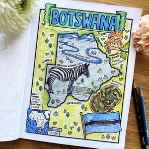 Botswana Coloring Page, Geography of Africa, Digital Download Coloring ...