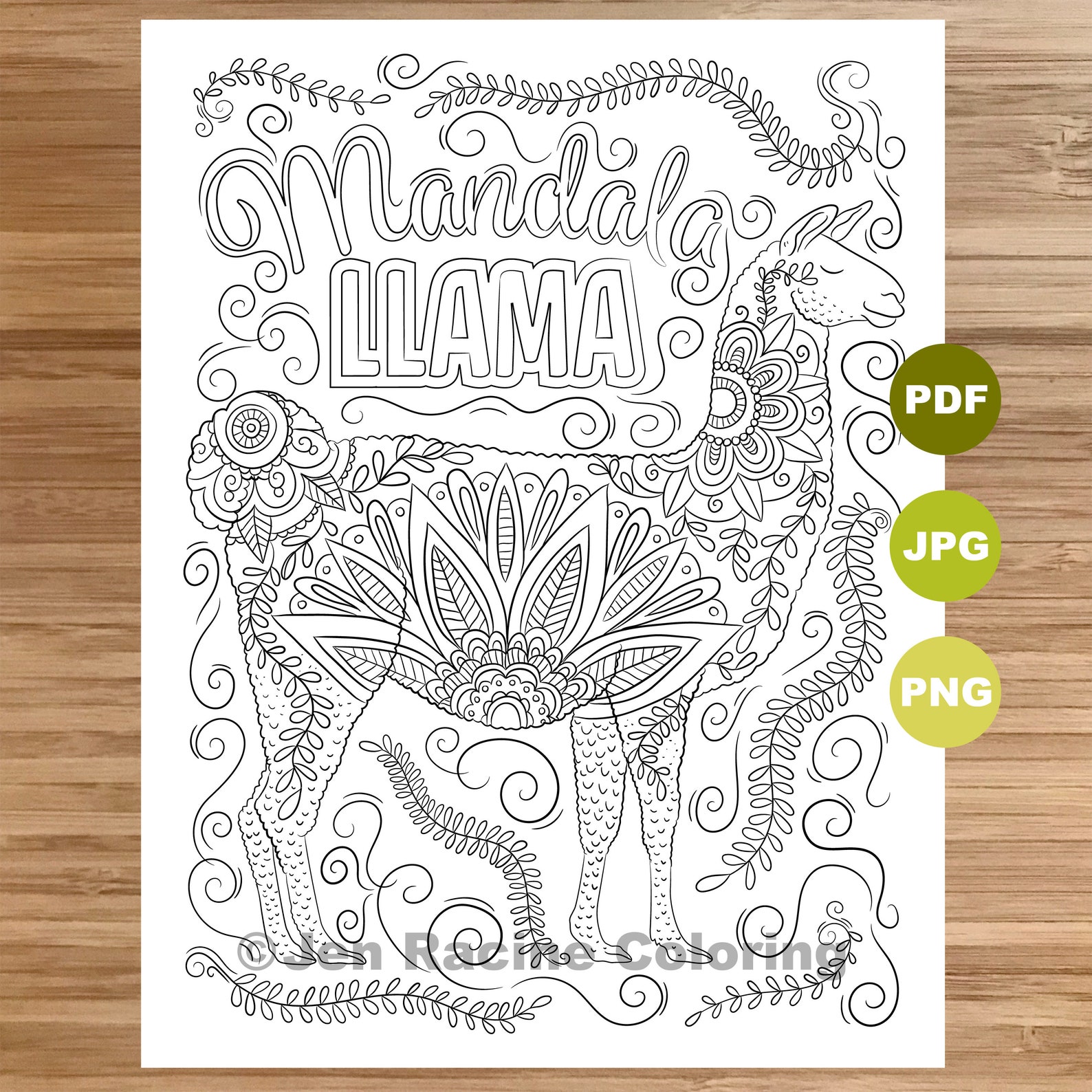 Mandala Llama Coloring Page Llama Art Coloring Book - Etsy