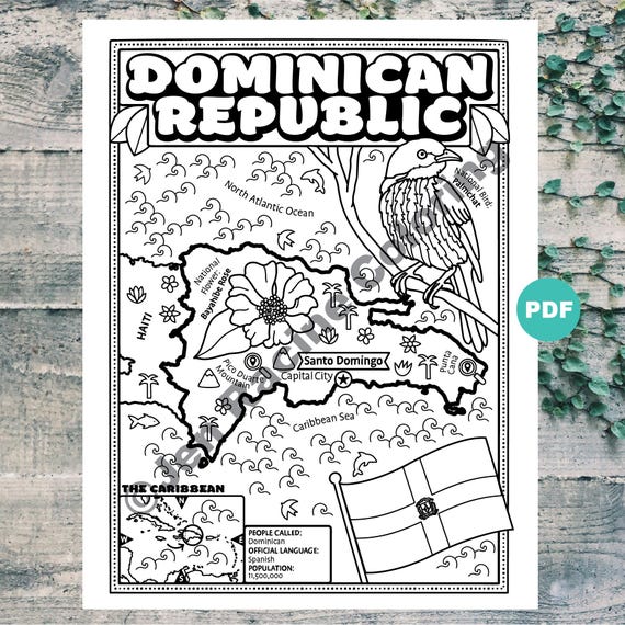 Dominican Republic Map Coloring Page Dominican Republic Flag Symbol