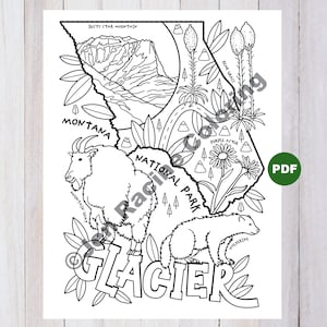 Glacier National Park Coloring Page - Etsy