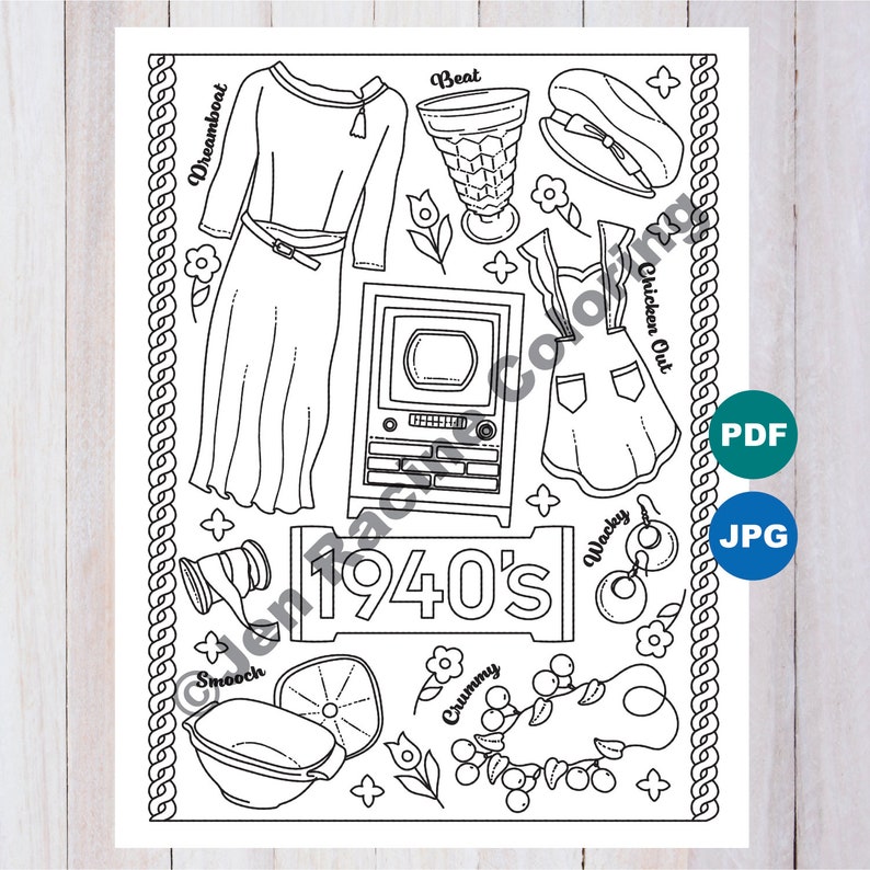 1940's – the Flying Forties Coloring Pages, Set of 2 Digital Download ...
