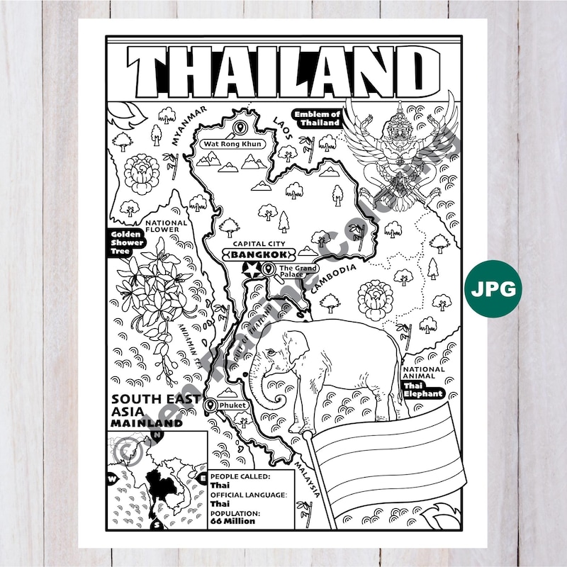 Thailand Coloring Pages - Etsy