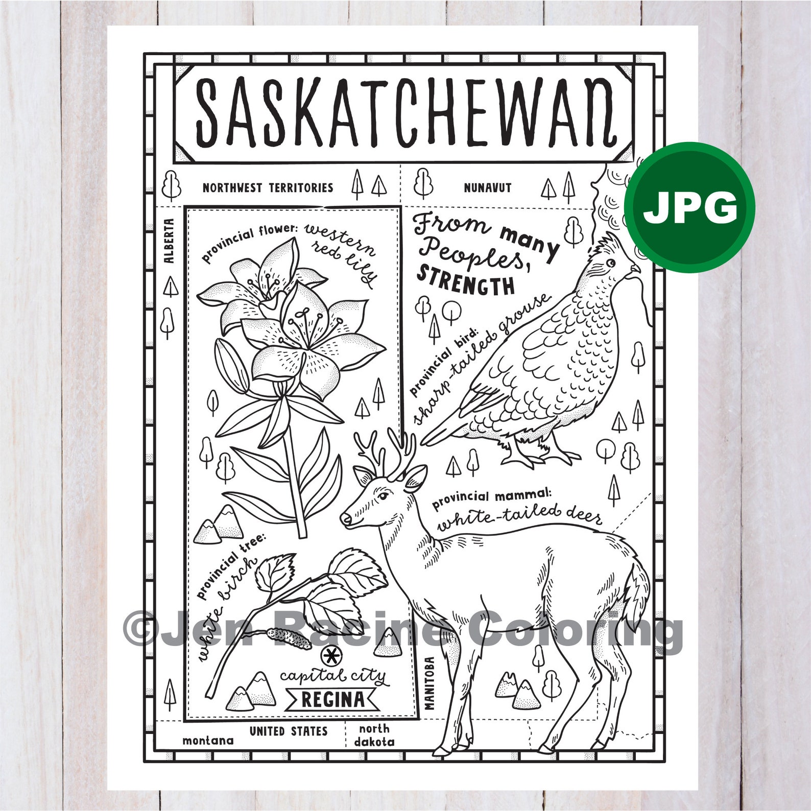 Saskatchewan Coloring Page, Canada, Province, Provincial Map, Wildlife ...