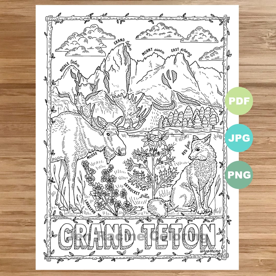 National Park Coloring Page, Grand Teton, Wyoming, National Park ...