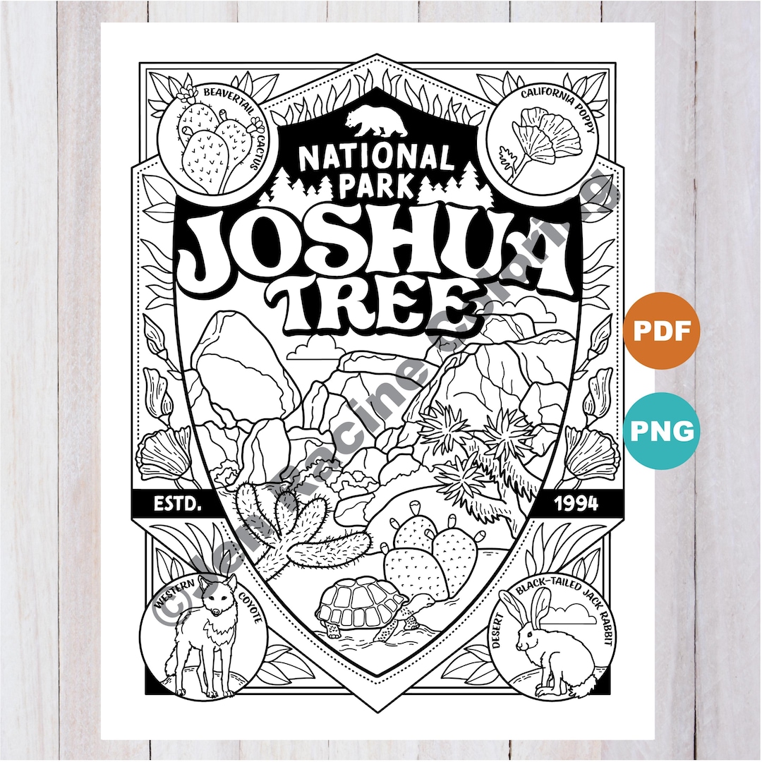 Joshua Tree National Park Coloring Page (digital Download) - Etsy