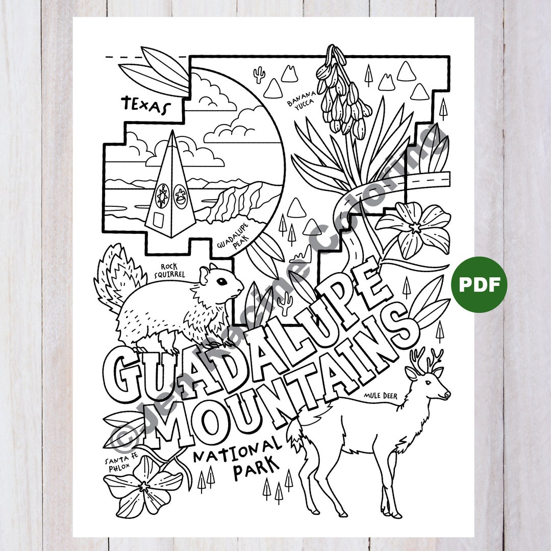 Guadalupe Mountains National Park Coloring Page - Etsy