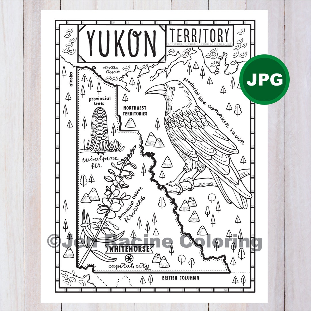 Yukon Coloring Page, Canada, Province, Provincial Map, Wildlife ...