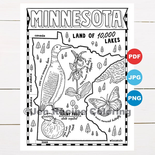 Minnesota Coloring Page - Etsy
