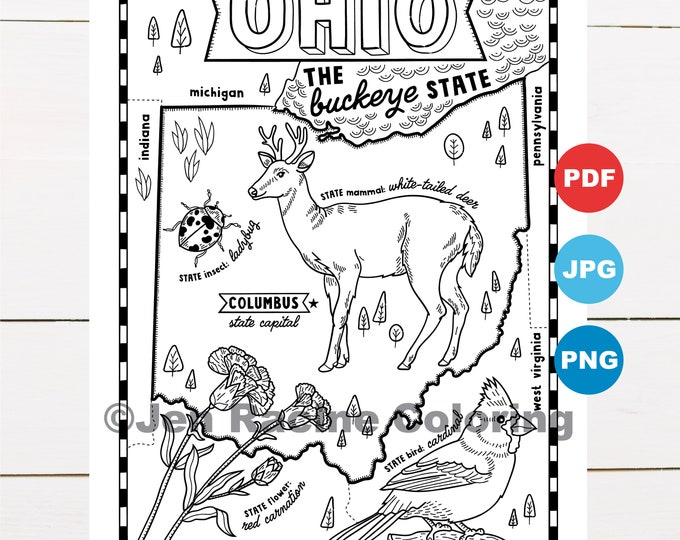 Ohio Coloring Page - Etsy