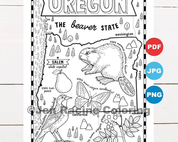 Oregon State Symbols Illustration Print - Etsy