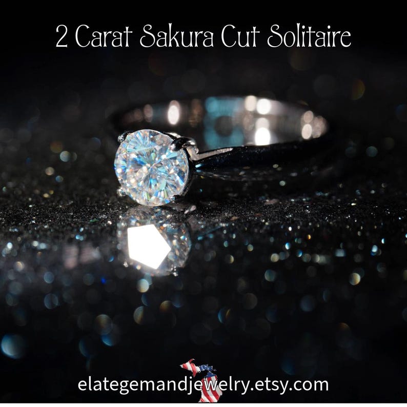 2 Carat Sakura Cut Moissanite, in 925 Sterling Silver Comfort Band ...